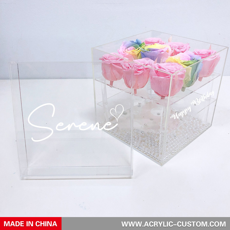 High Clear Plexiglass Flower Box Acrylic Box | Acrylic Custom Manufacturer