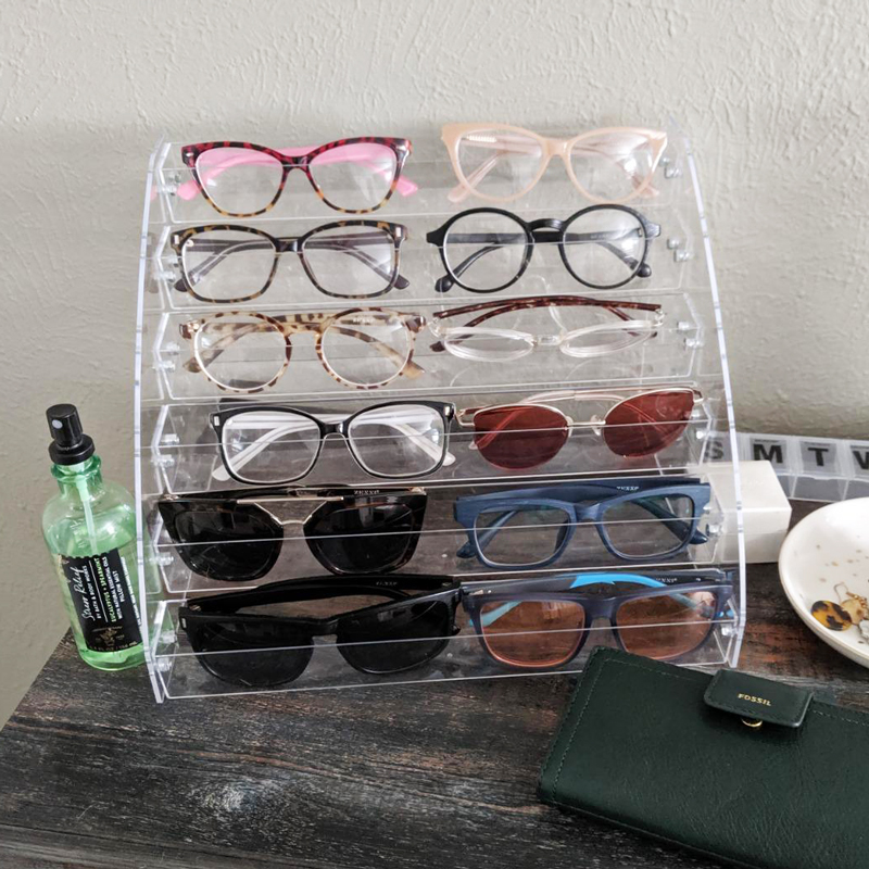 6 Layer Clear Eyeglasses Display Case Sunglasses Stand