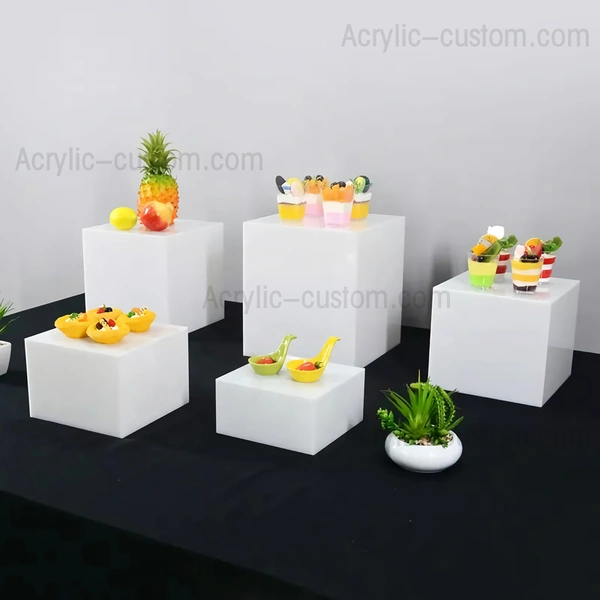 Acrylic Display Risers - White Buffet Risers Set Acrylic Display Risers - White Buffet Risers Set