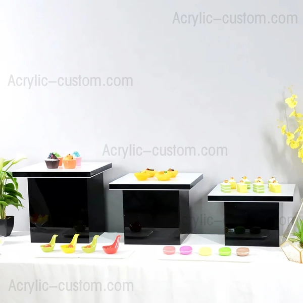 Acrylic Display Risers - White Buffet Risers Set Acrylic Display Risers - White Buffet Risers Set