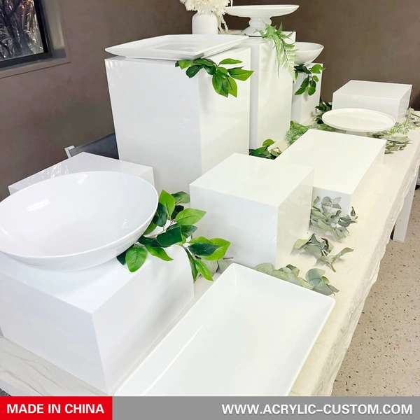 Custom Acrylic Risers - White Acrylic Display Risers Custom Acrylic Risers - White Acrylic Display Risers