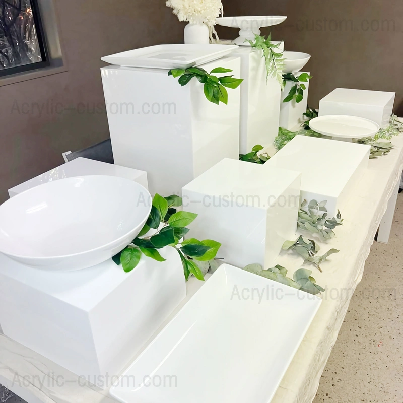 Custom Acrylic Risers - White Acrylic Display Risers Custom Acrylic Risers - White Acrylic Display Risers