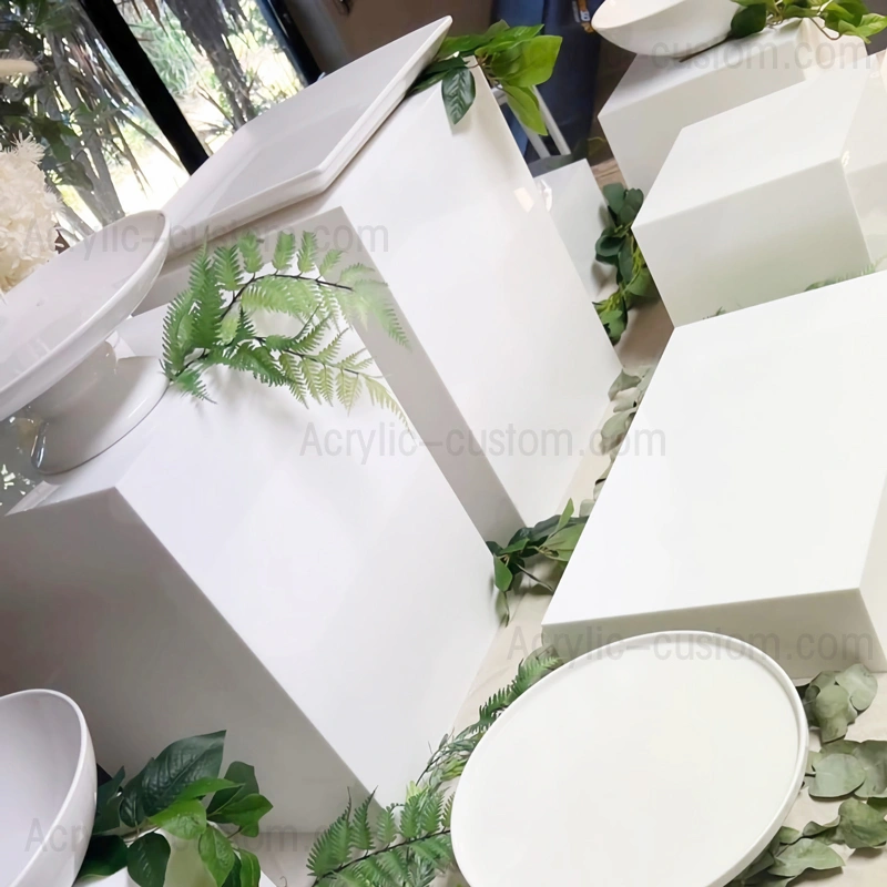 Custom Acrylic Risers - White Acrylic Display Risers Custom Acrylic Risers - White Acrylic Display Risers