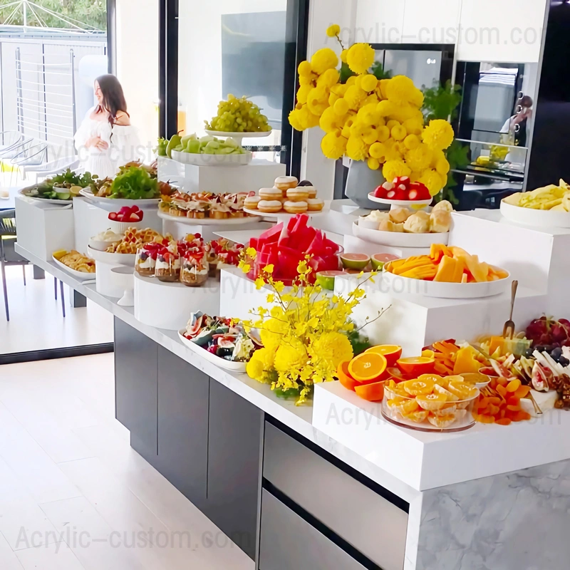 Acrylic Cube Display - White Acrylic Food Display Risers Acrylic Cube Display - White Acrylic Food Display Risers