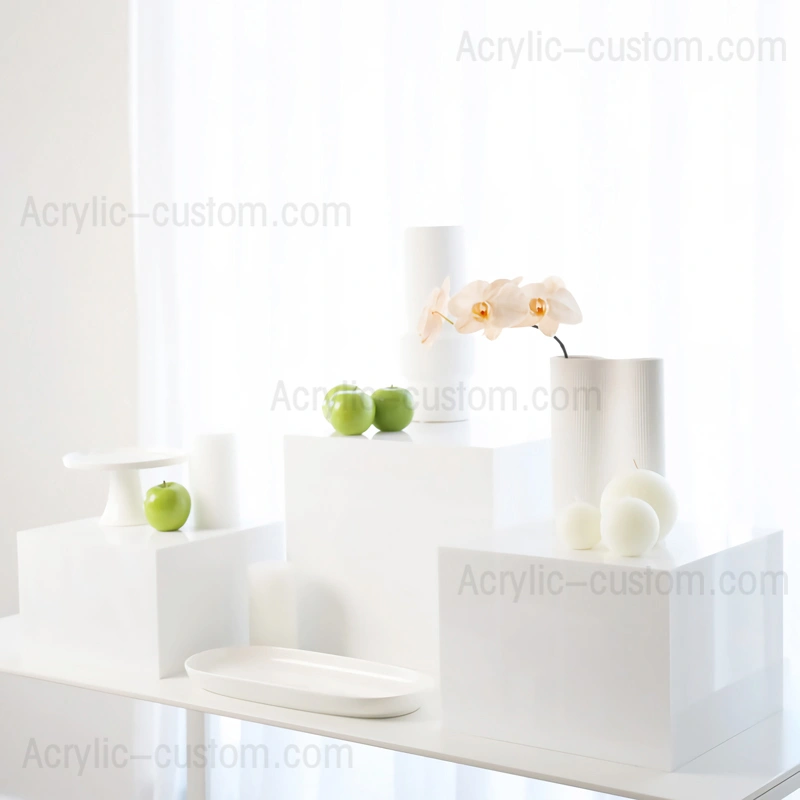 Acrylic Display Risers - White Food Display Risers Set Acrylic Display Risers - White Food Display Risers Set
