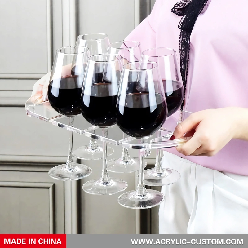 Acrylic Wine Glasses Rack Lucite Wine Tray Holder