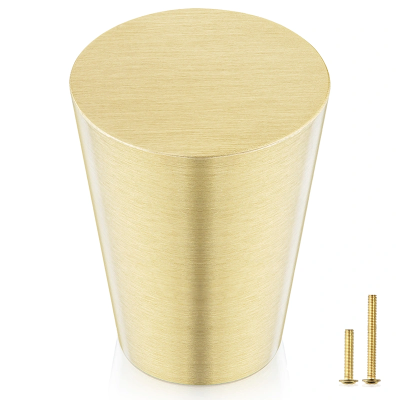Solid Brass Knobs for Dresser Drawer, Mid Century Gold Cabinet Knobs, 0.8-Inch Diameter, Cone ...