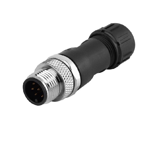 M12 straight field attachable Connector with solder contacts