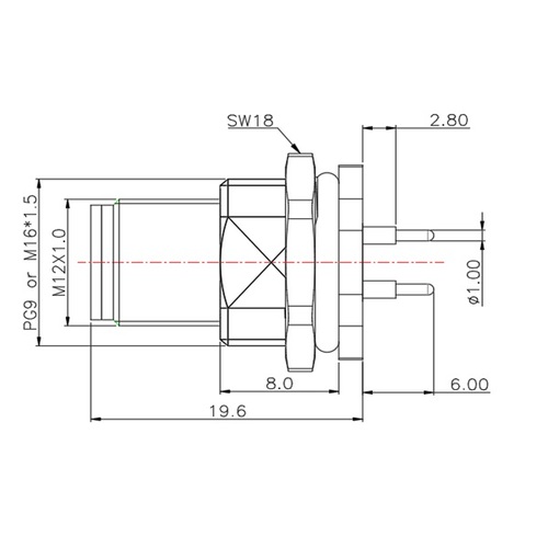 M12 4pin d coded profinet PCB connectors