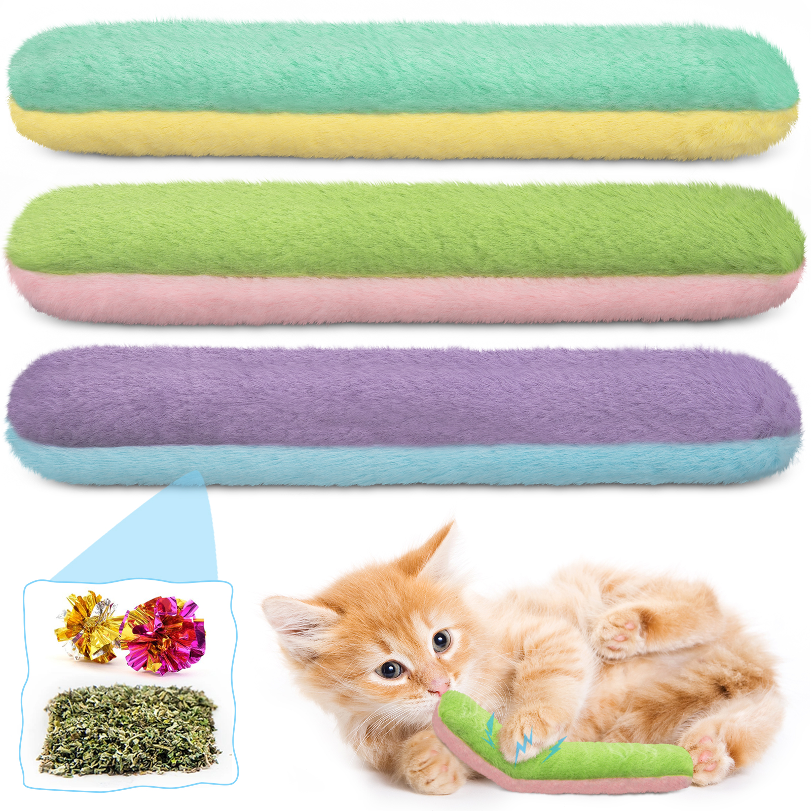 Refillable Cat Catnip Pillow Toys with Crinkle Sound